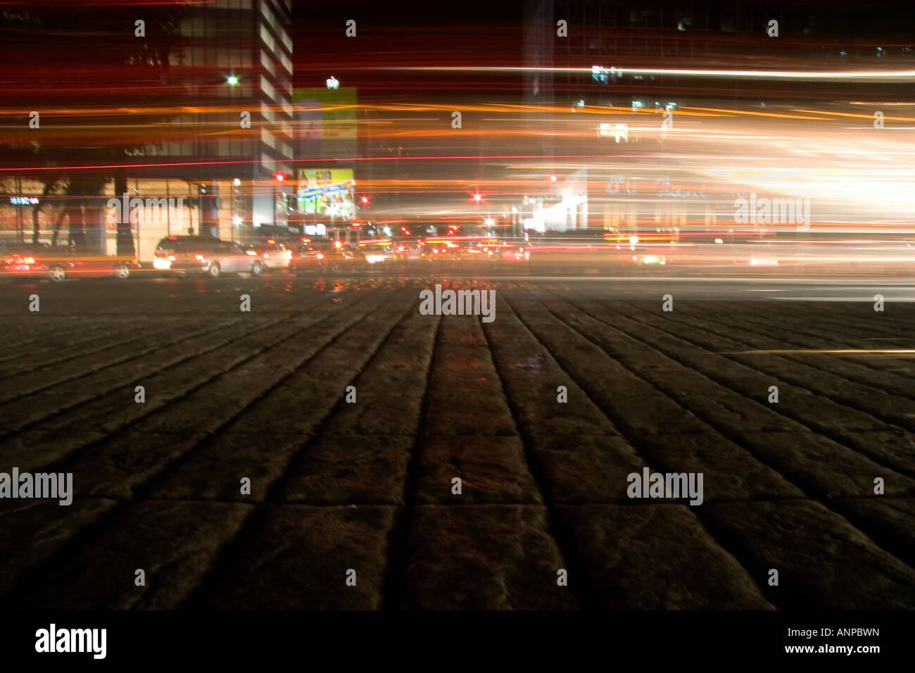 Nighttime traffic and city lights in Mexico City Mexico Stock Photo - Alamy