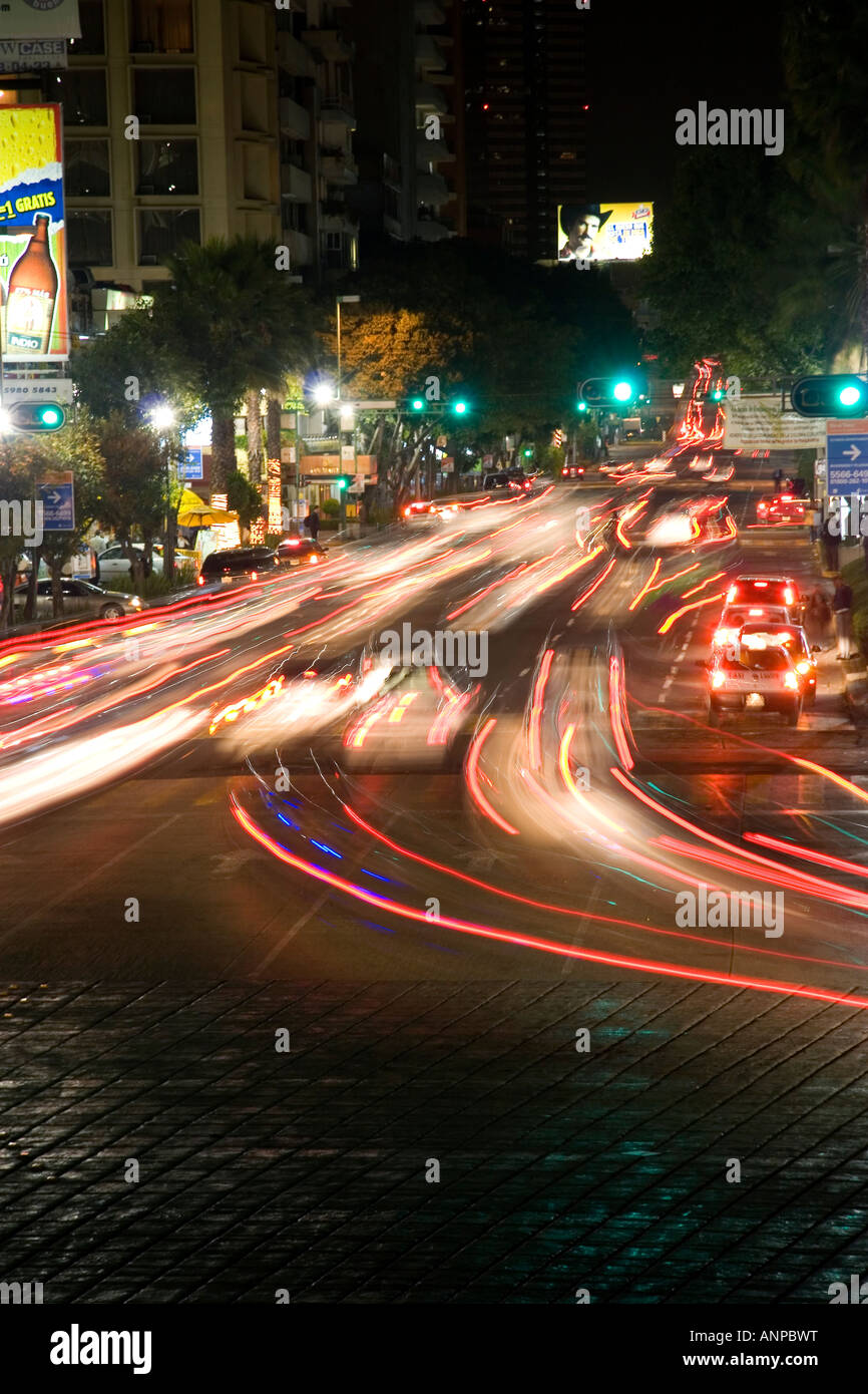 Nighttime traffic and city lights in Mexico City Mexico Stock Photo - Alamy