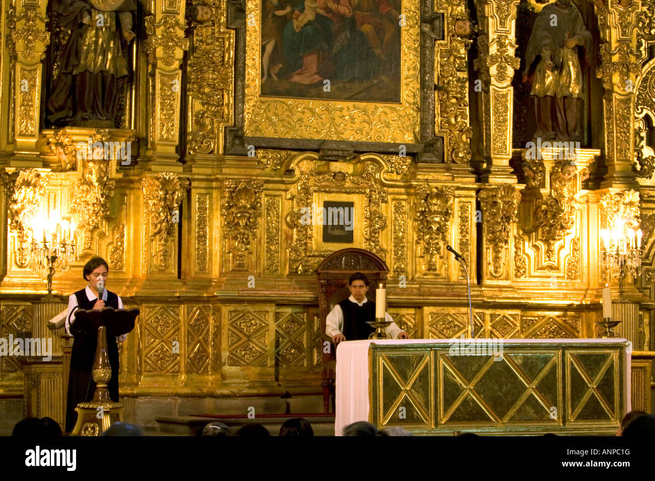 Interior of the Catedral Metropolitana located on the zocalo in Mexico ...