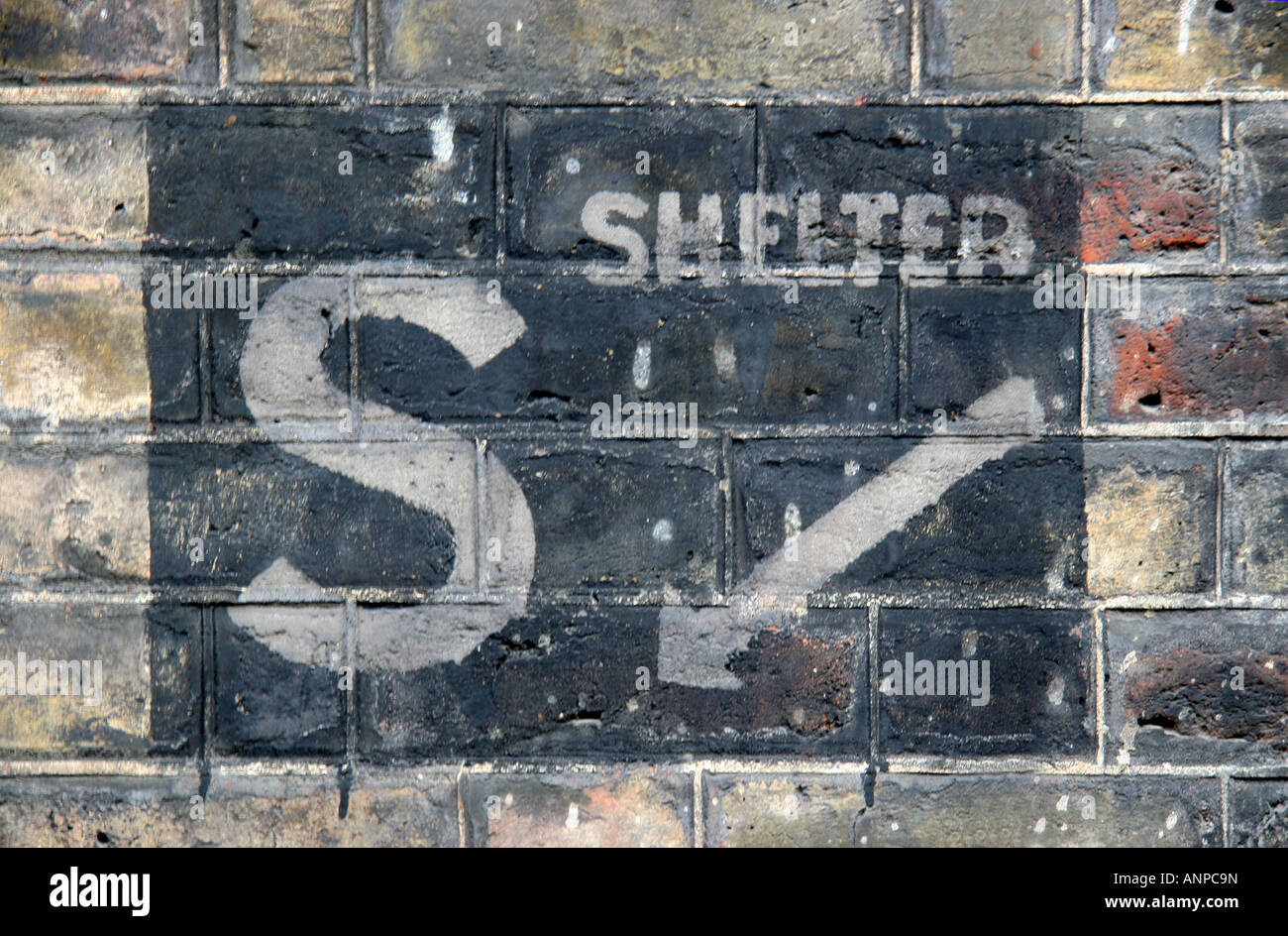 World War Two bomb shelter sign in a London Street Stock Photo - Alamy