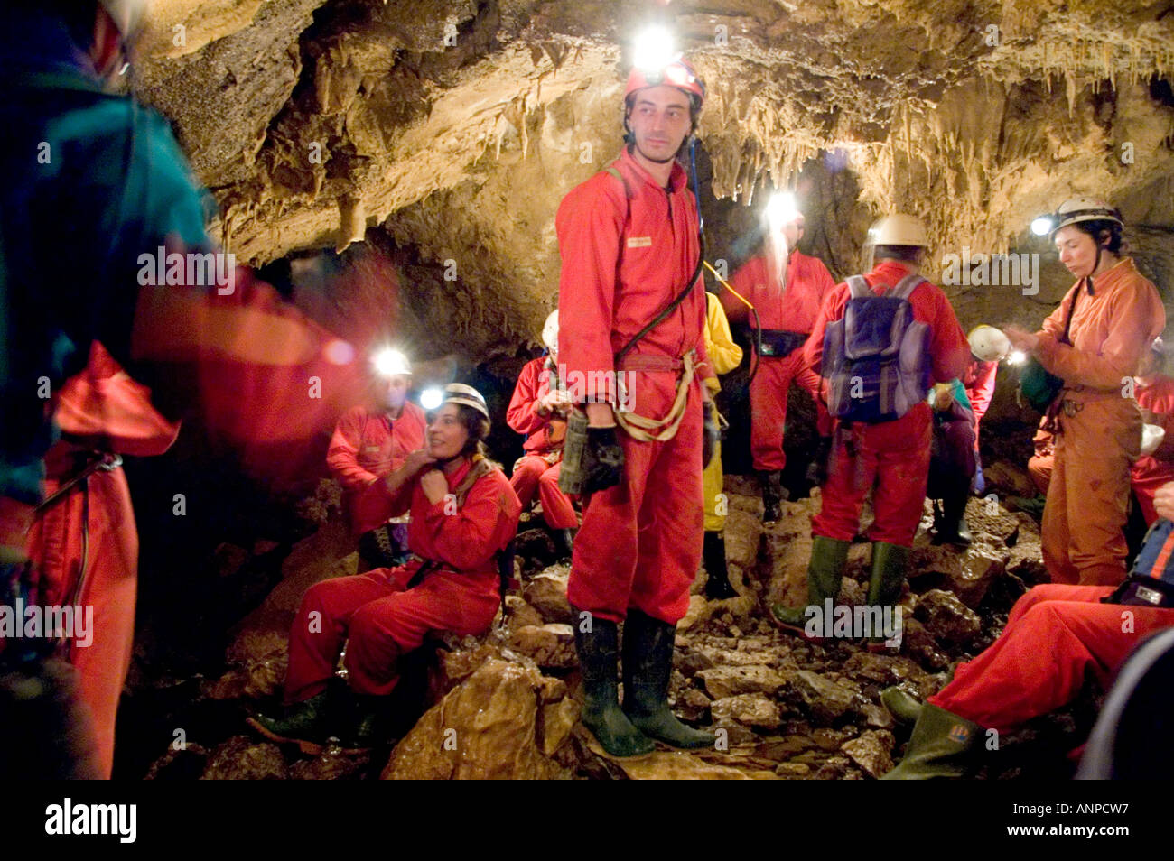 speleologists in the cave of Villanova delle grotte - Friuli Udine ...