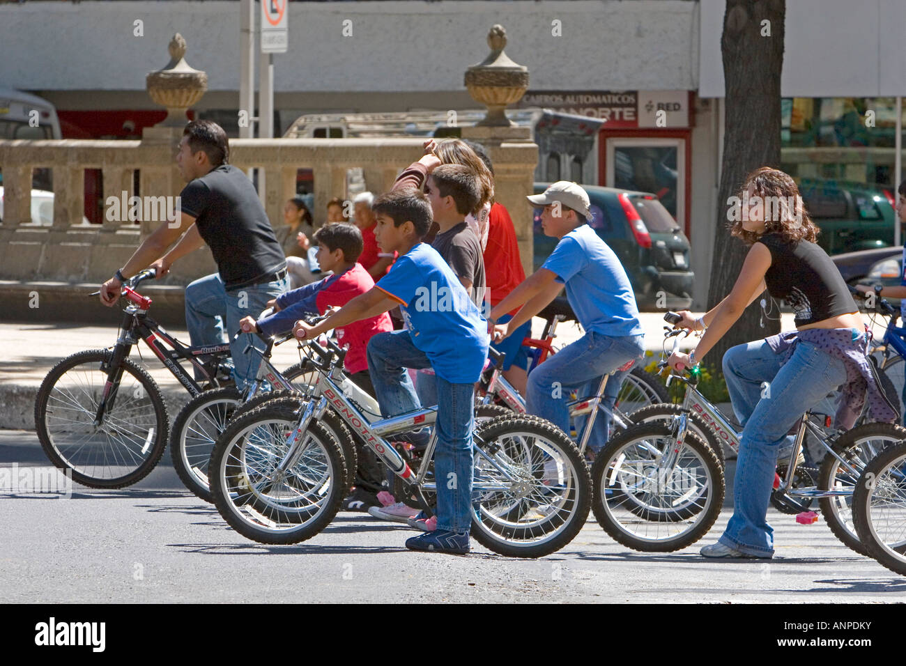 Mexican youth riding bicycles in Mexico City Mexico Stock Photo - Alamy