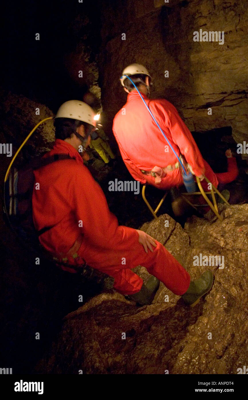 speleologists in the cave of Villanova delle grotte - Friuli Udine ...