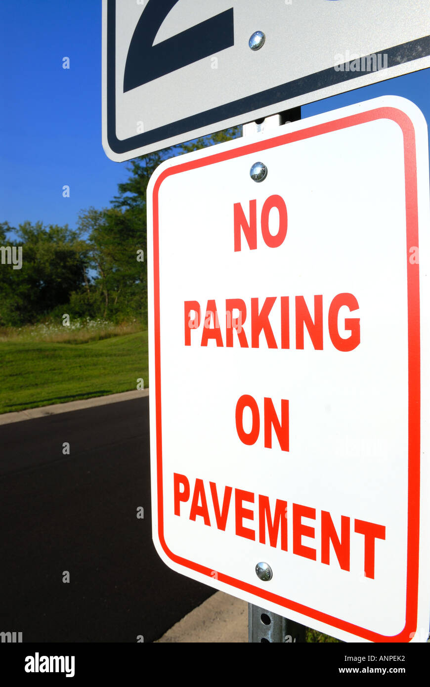 No parking on pavement street sign Stock Photo - Alamy