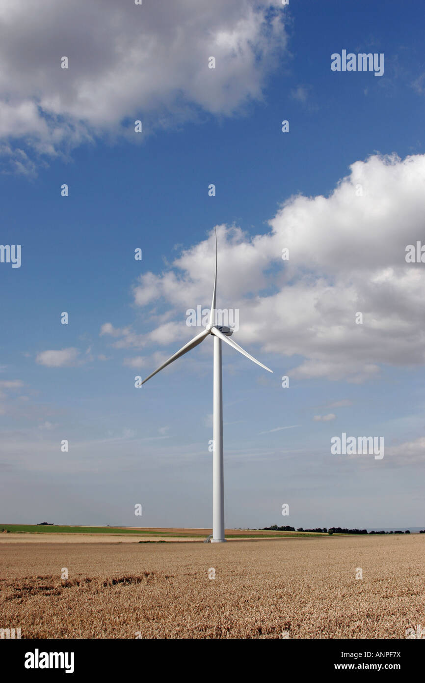 Green energy being provided by a wind turbine near Falaise in Normandy ...
