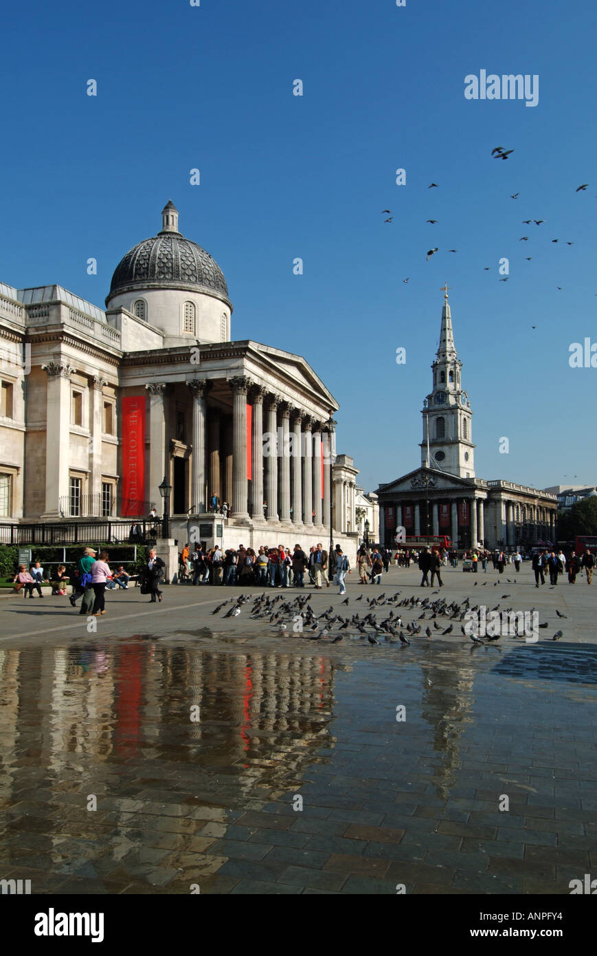 Trafalgar Square National Gallery art museum with St Martins in the ...