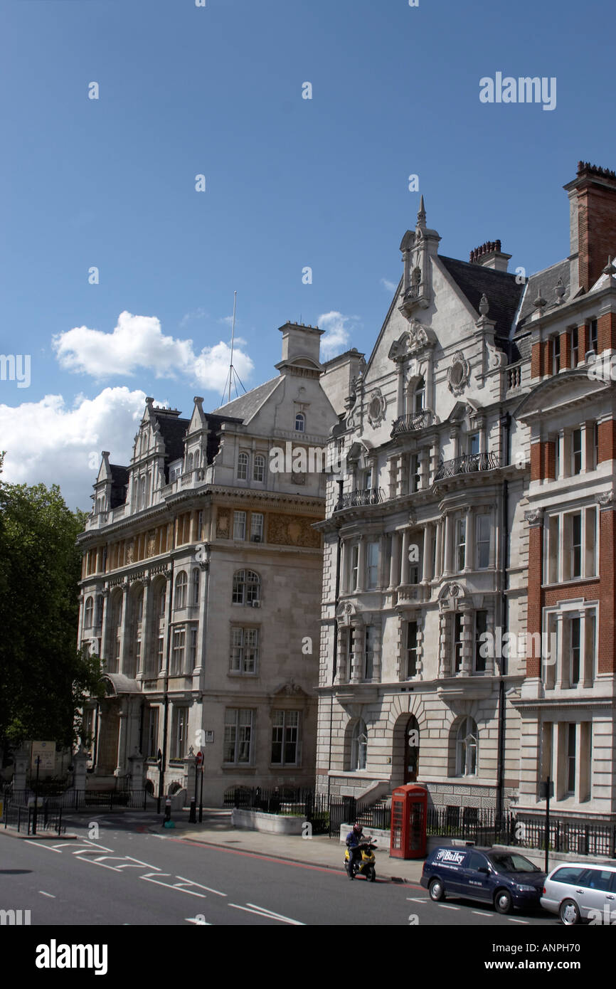 Buildings on Victoria Embankment near Blackfriars Bridge with blue sky ...