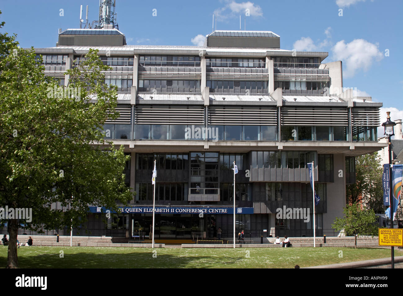 Queen Elizabeth 2 Conference Centre building on summer day London SW1 ...
