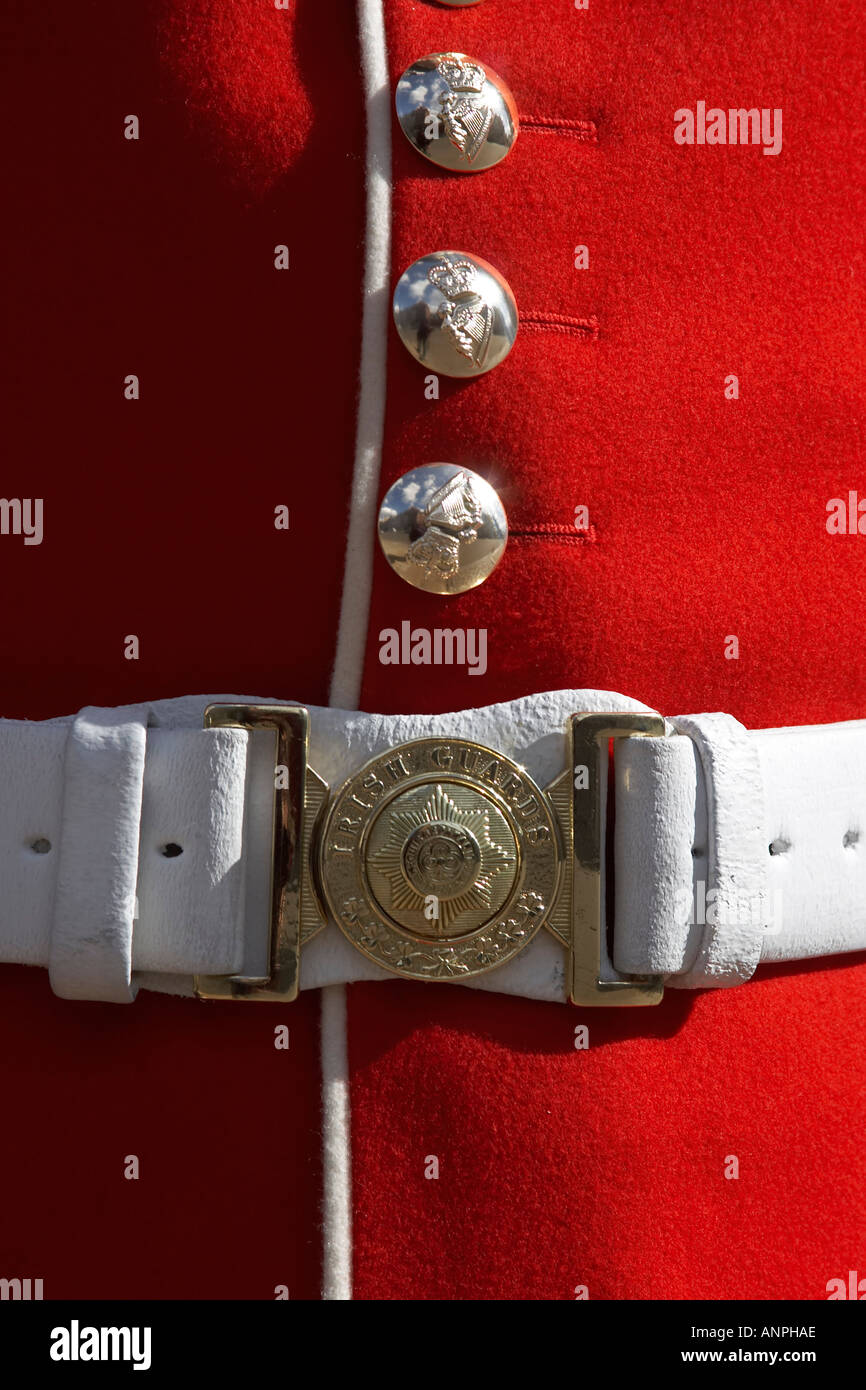 Belt buckle of Guardsman soldier of Irish Guards on guard at St James s ...
