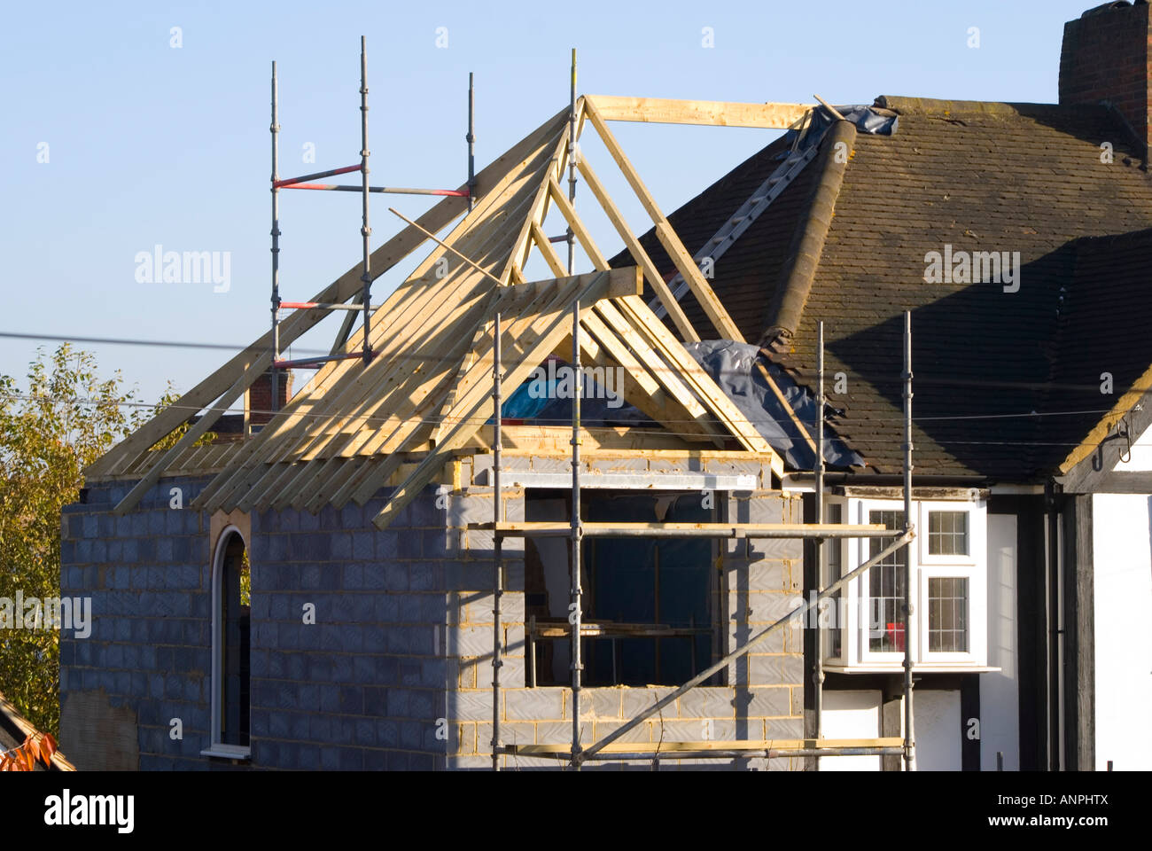 UK house extension roof new Stock Photo - Alamy