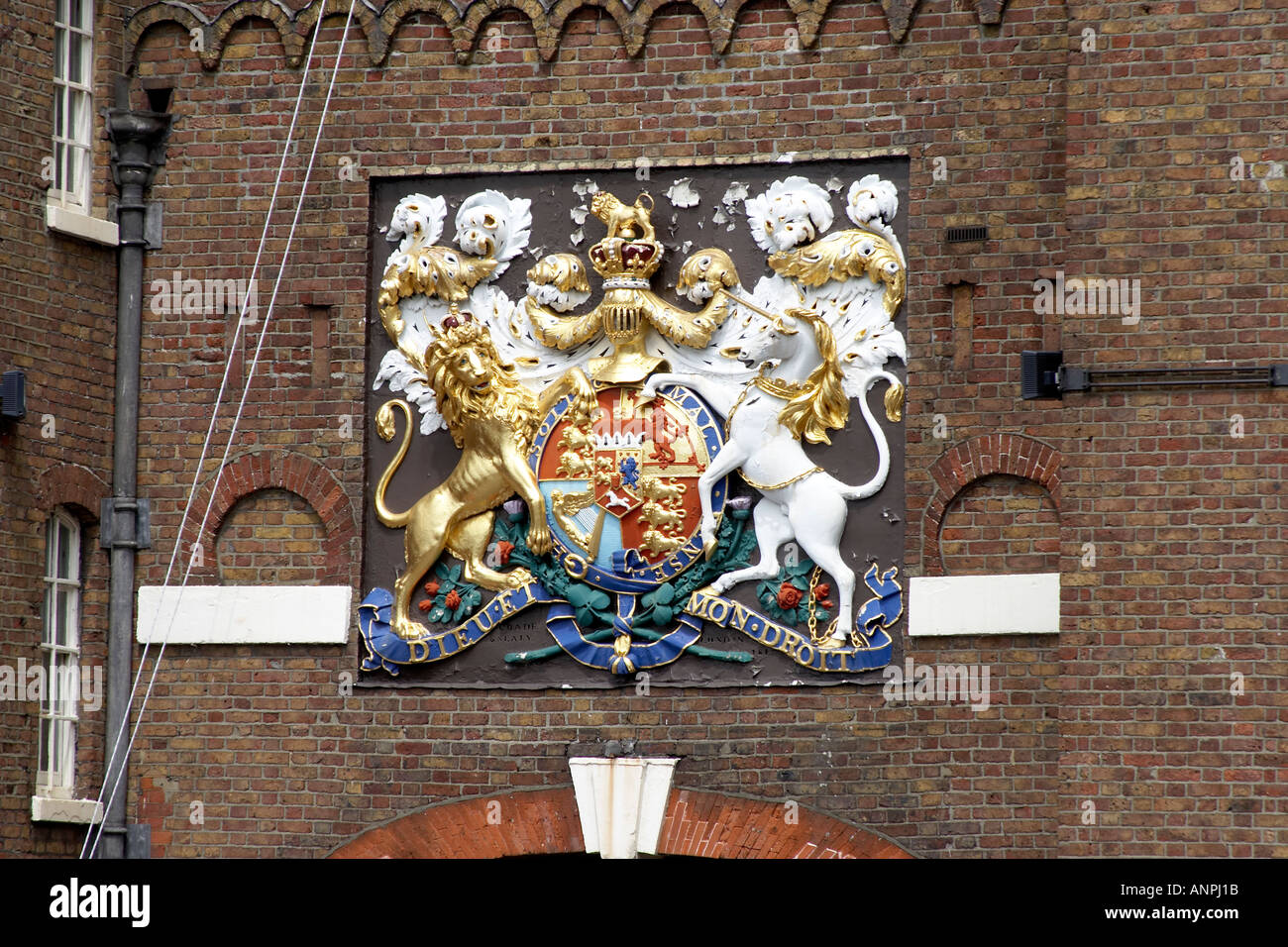 Crest coat of arms at entrance to Historic Dockyard in Chatham Kent ...