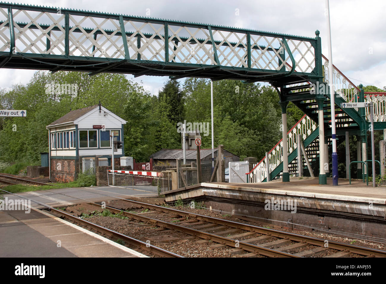Furness Vale railway station bridge and signal box Peak District ...