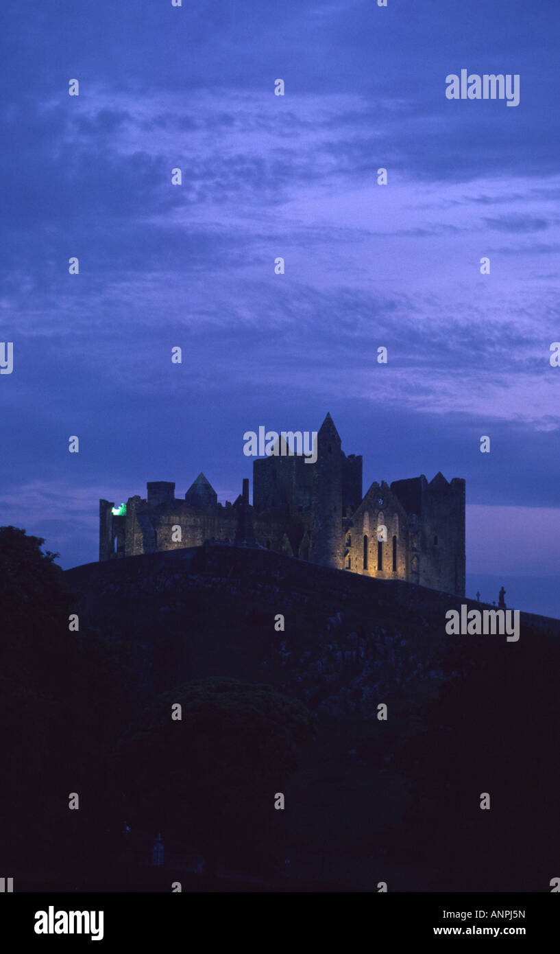 The Rock of cashel medieval romanesque church at Night Stock Photo - Alamy