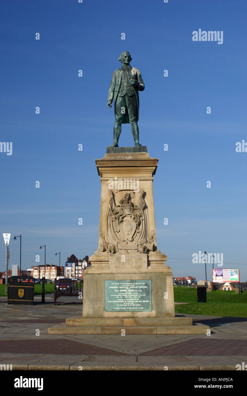 Captain James Cook s memorial statue overlooking the harbour at Whitby ...