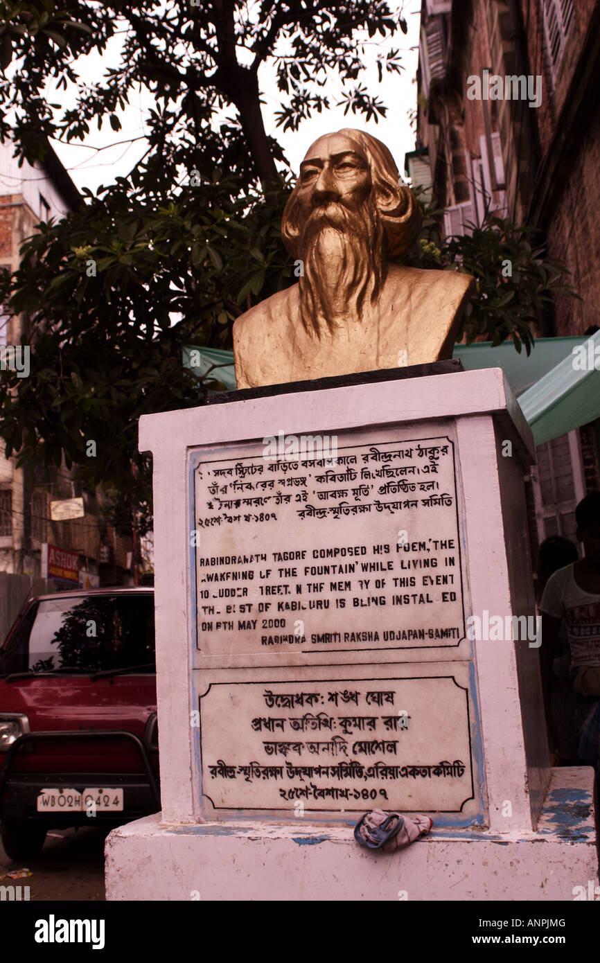 The Rabindranath Tagore (1861 - 1941) statue in Sudder Street, Kolkata ...