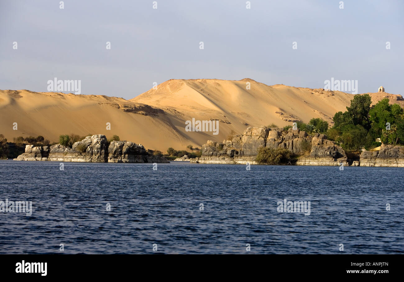 Egypt Aswan landscape of the Nile river Stock Photo - Alamy