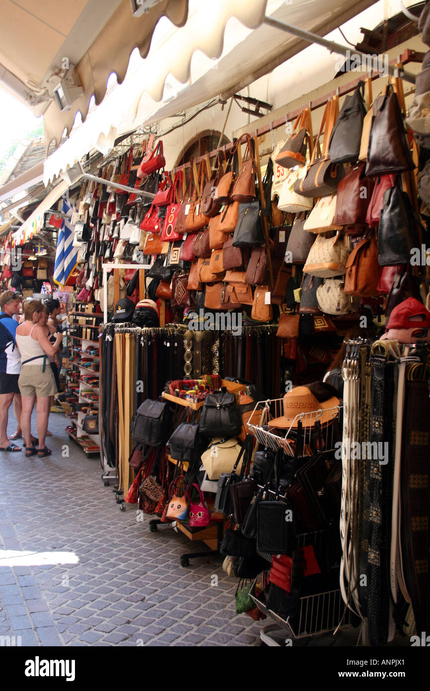 CHANIA LEATHER MARKET ON THE GREEK ISLAND OF CRETE Stock Photo - Alamy