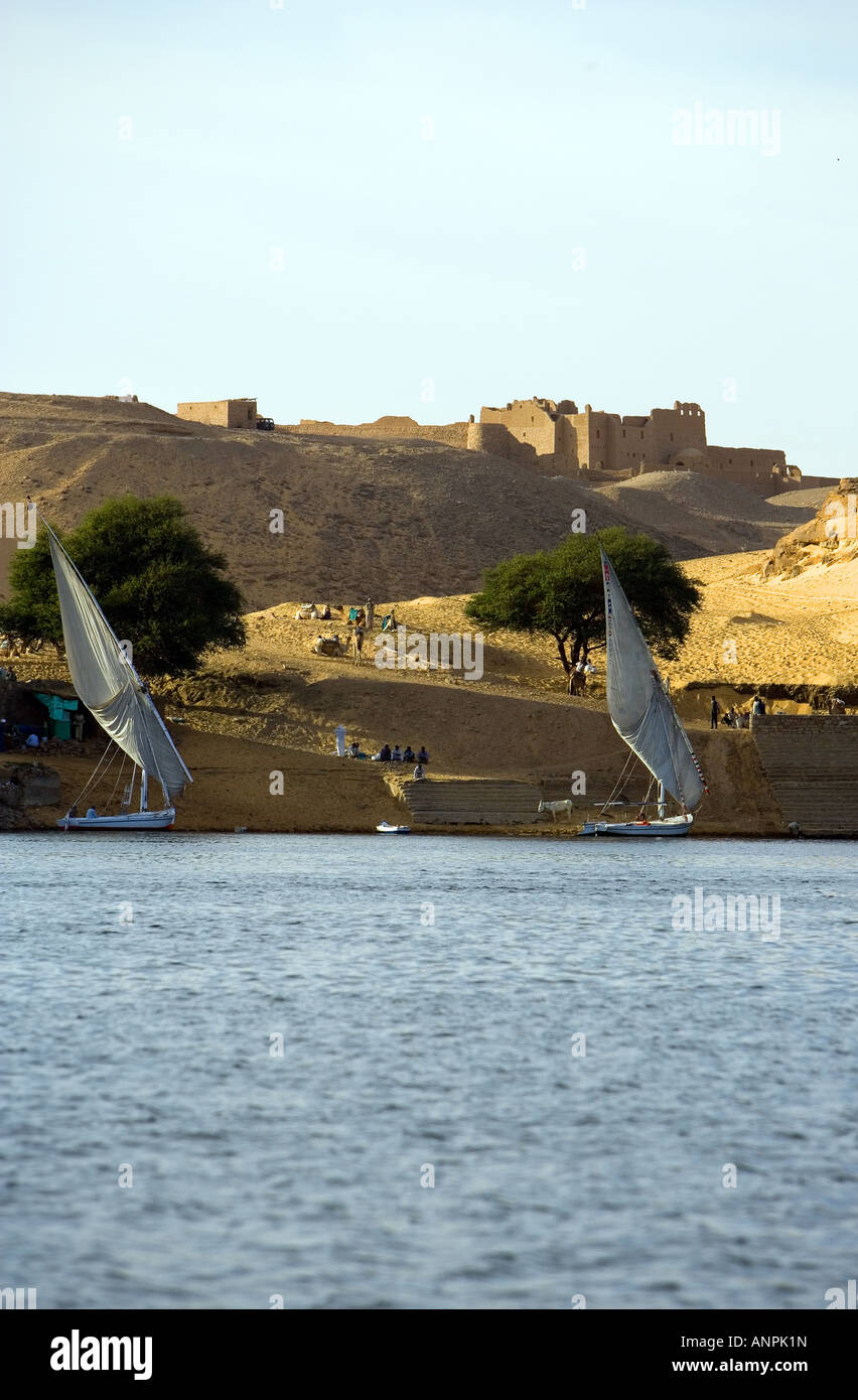 Egypt Aswan landscape of the Nile river Stock Photo - Alamy