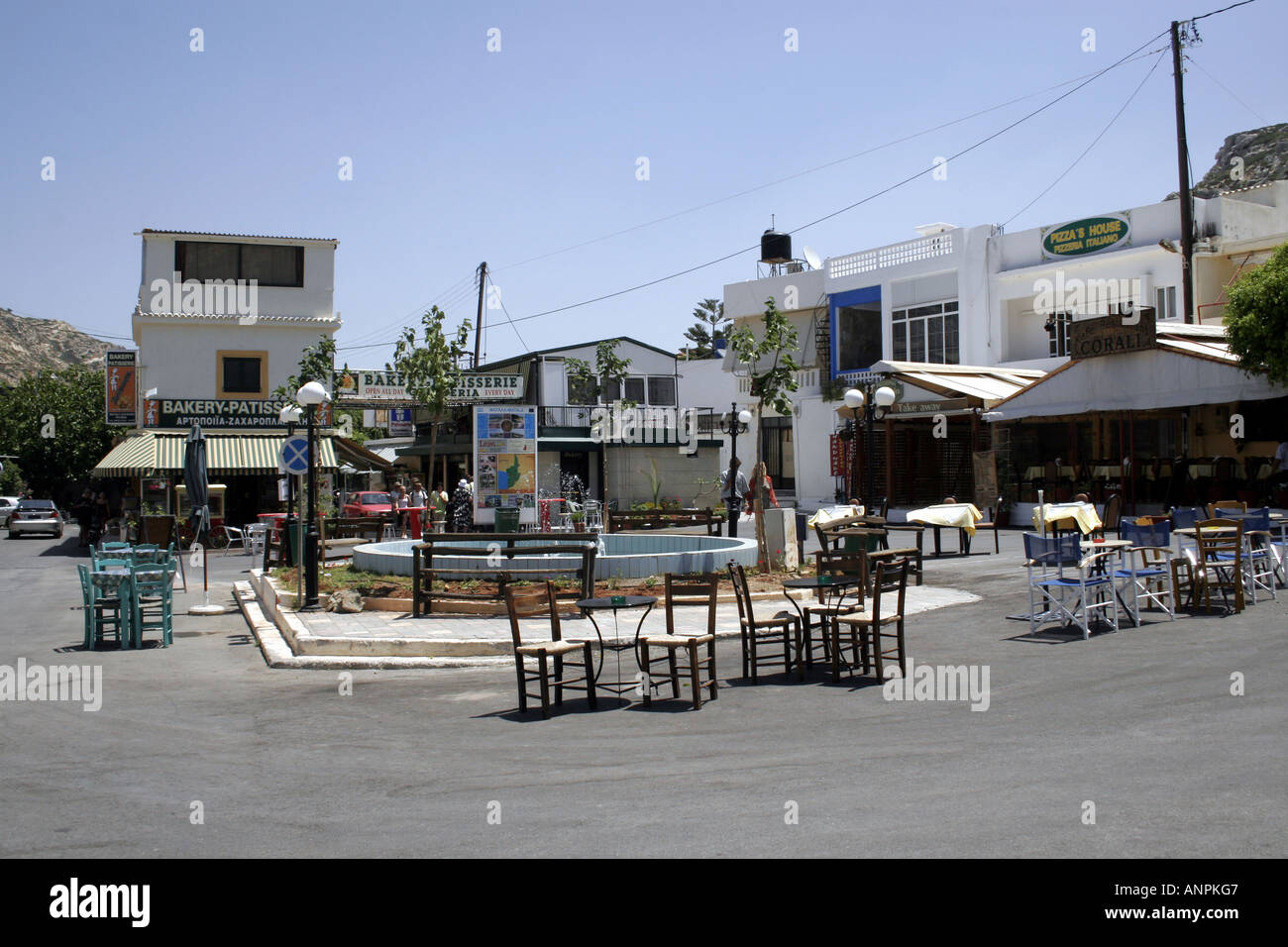 Matala village square crete hi-res stock photography and images - Alamy