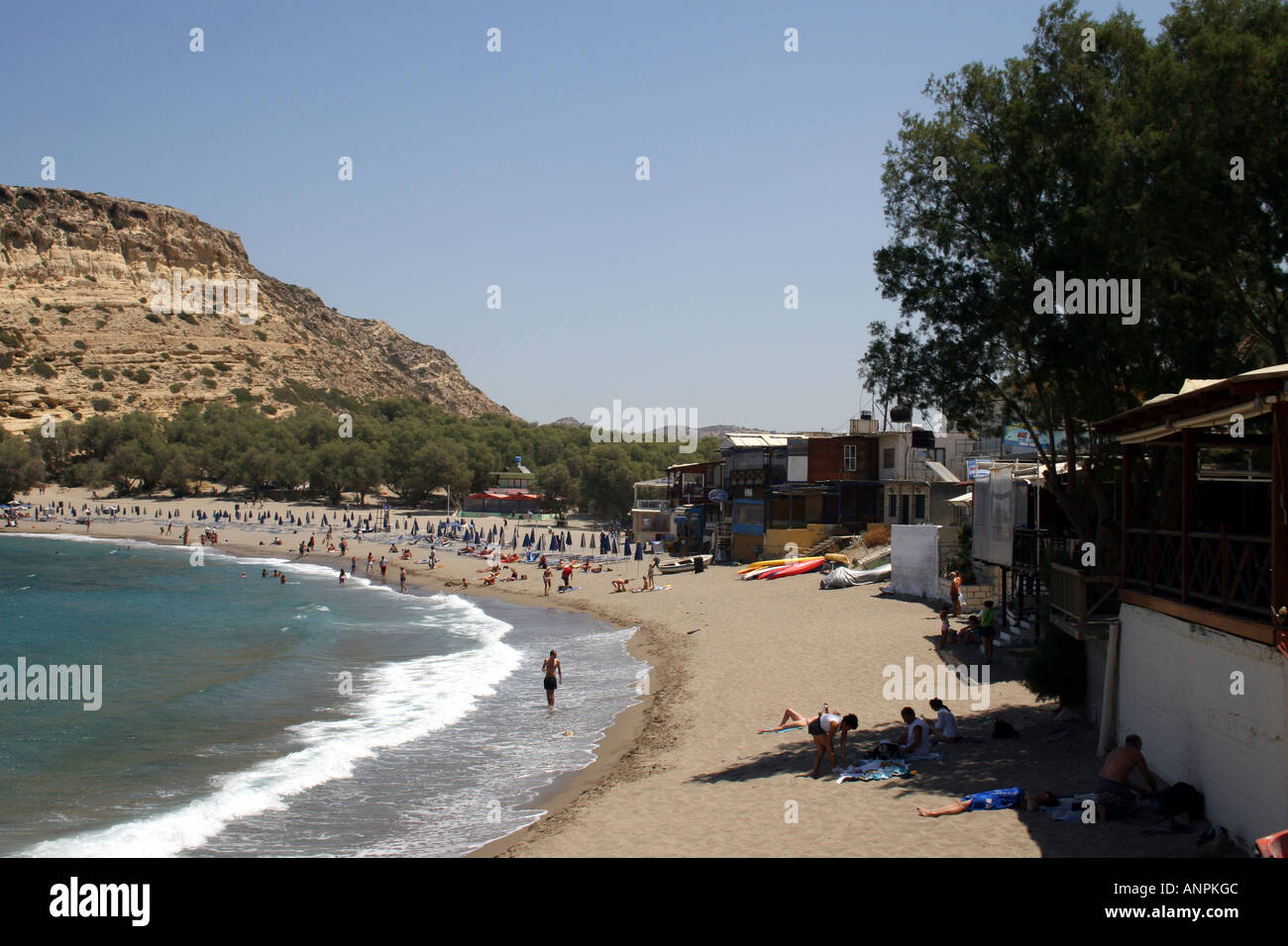 THE BEACH AT MATALA. CRETE. GREEK ISLAND. EUROPE Stock Photo - Alamy