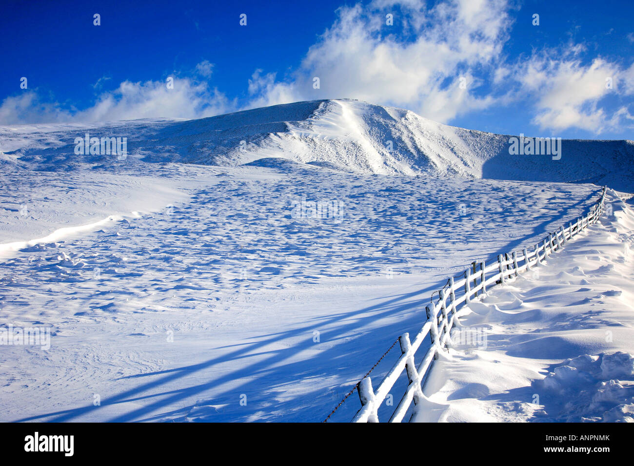 Winter snow covering Mam Tor Edale Valley Peak District National Park ...