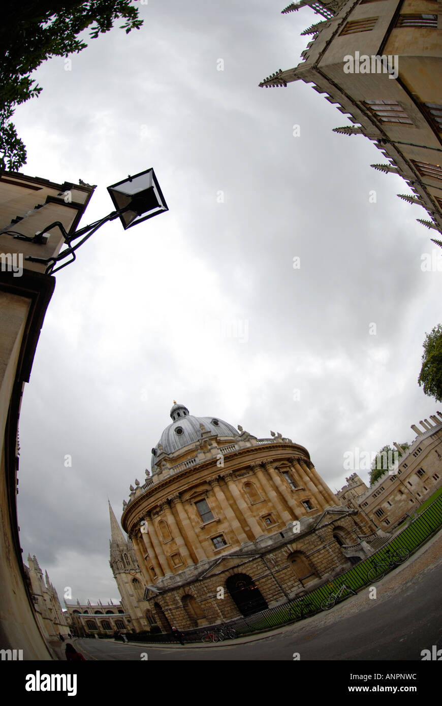 Fisheye view of Bodleian Library Radcliffe Camera and Hertford College ...