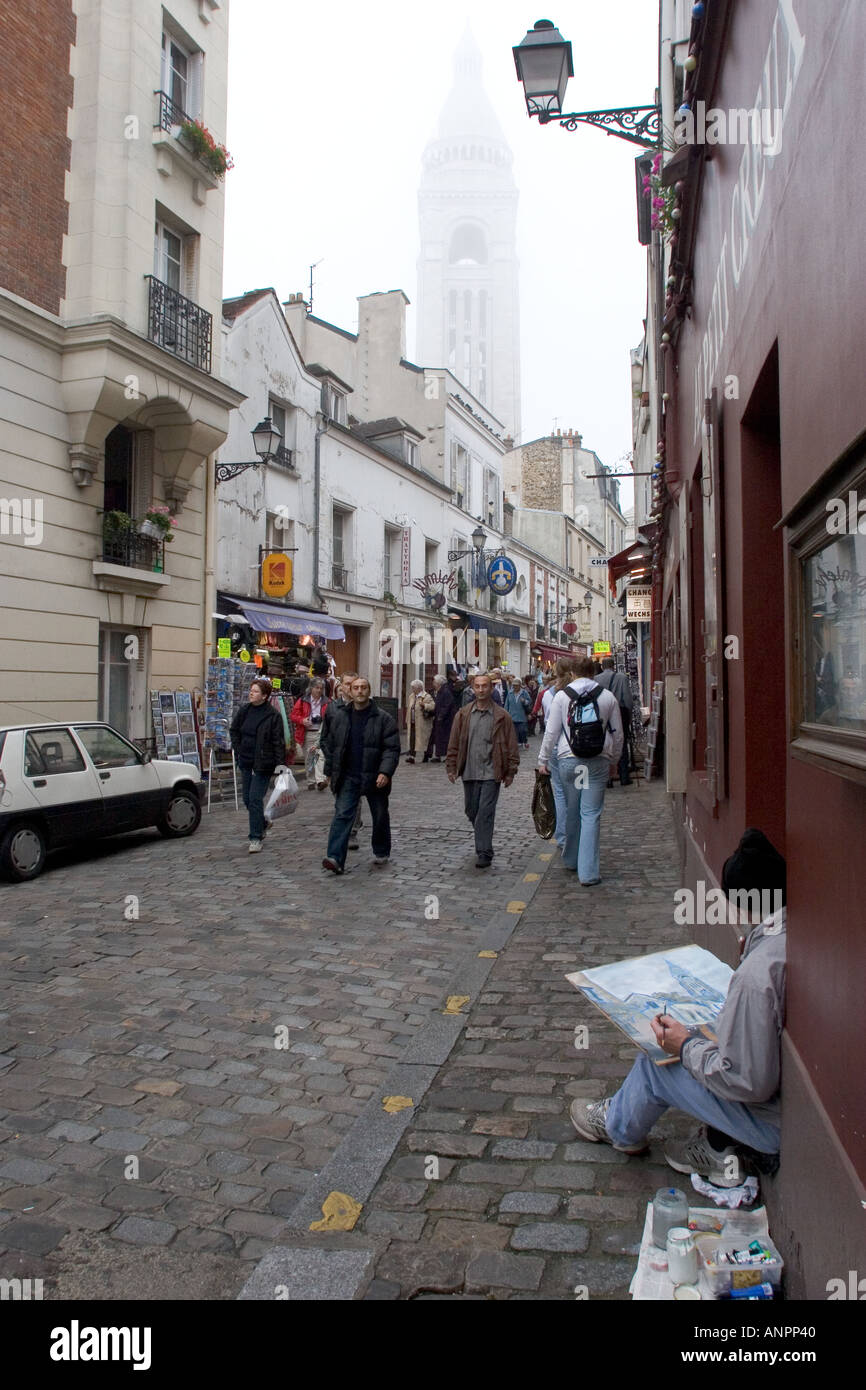 Artist at work painting Montmartre Paris France Stock Photo - Alamy