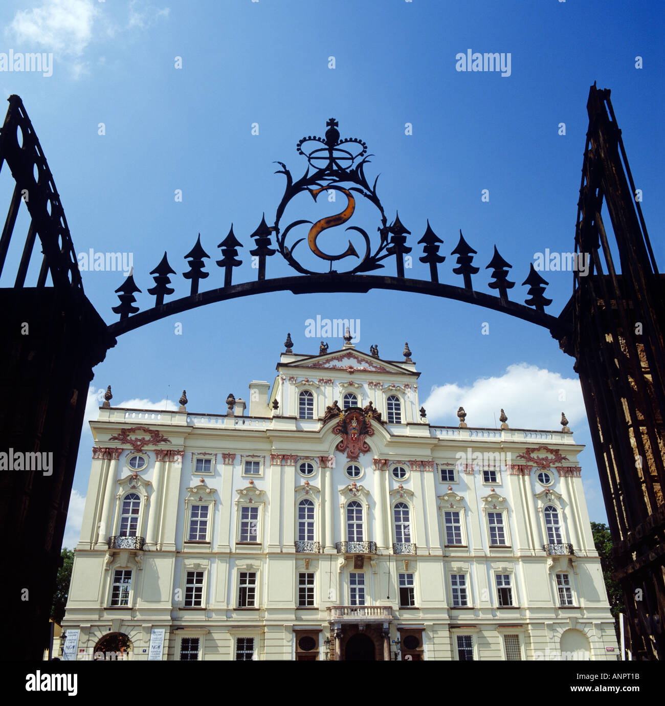 PRAGUE entrance gates Archbishops Palace in central Prague viewed ...