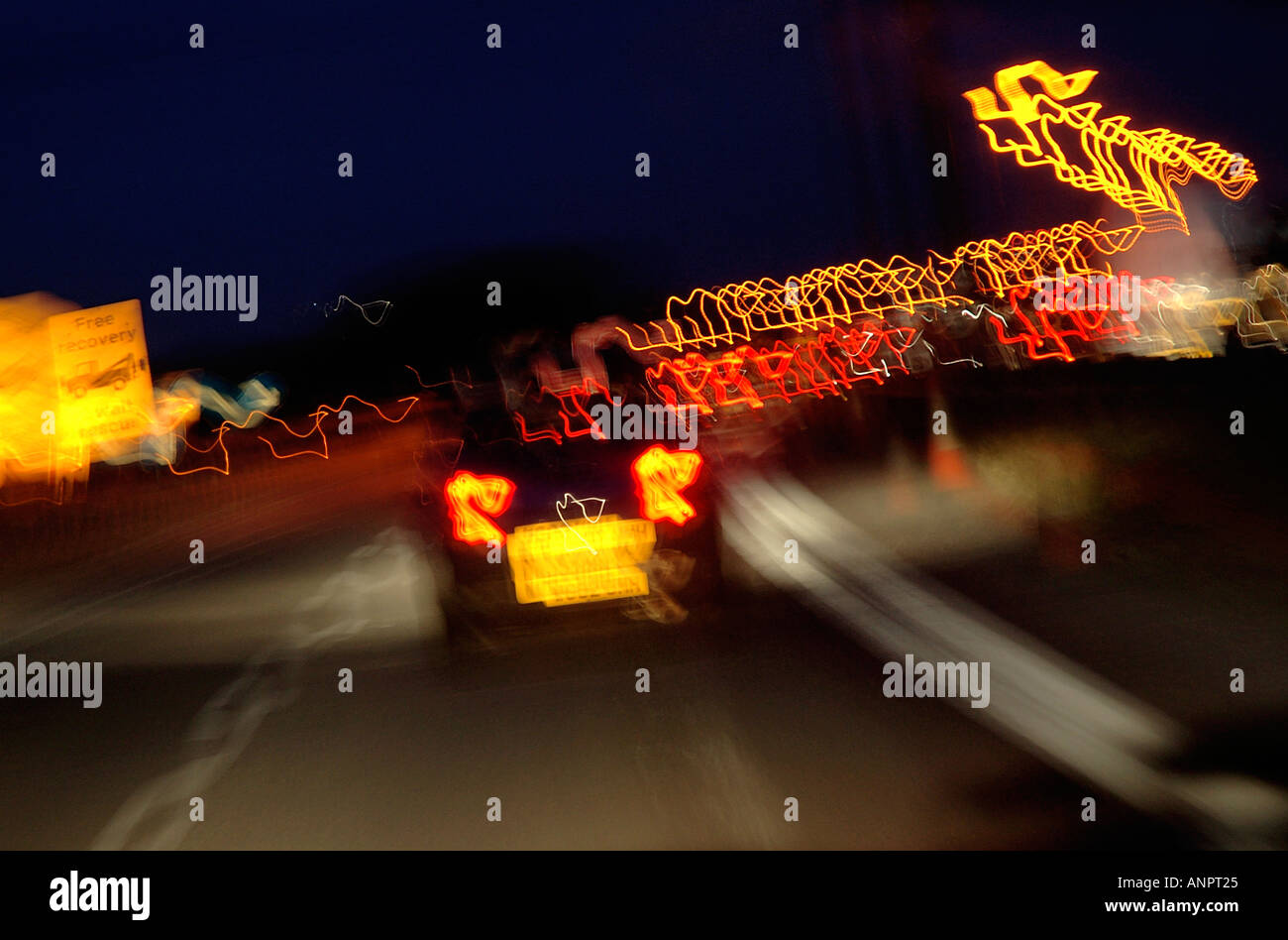 Free recovery on Motorway , night scene , motorway roadworks Stock ...