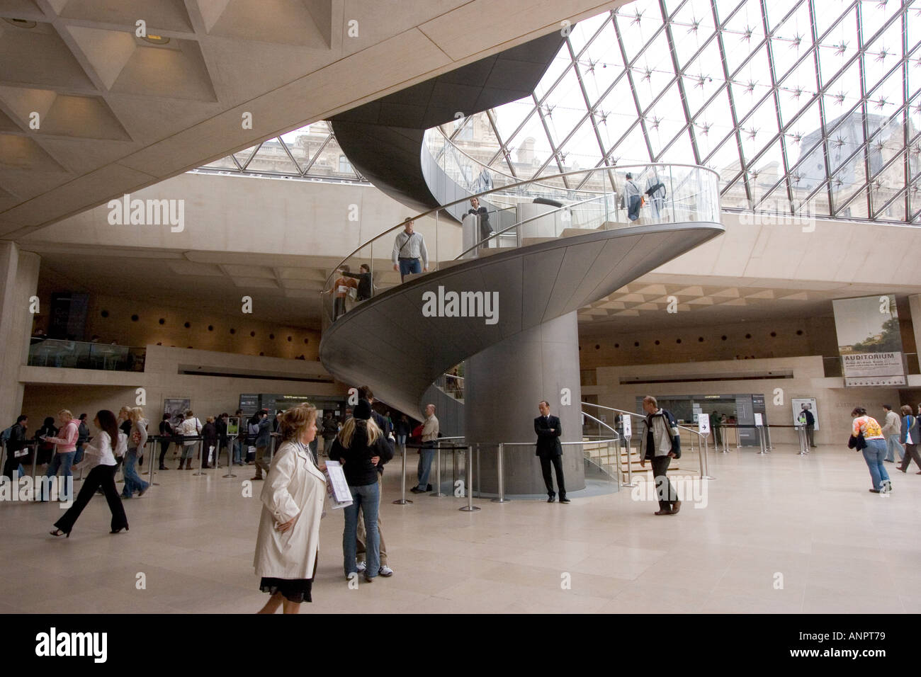 Entrance area of the Louvre with visitors Museum Paris France Stock ...