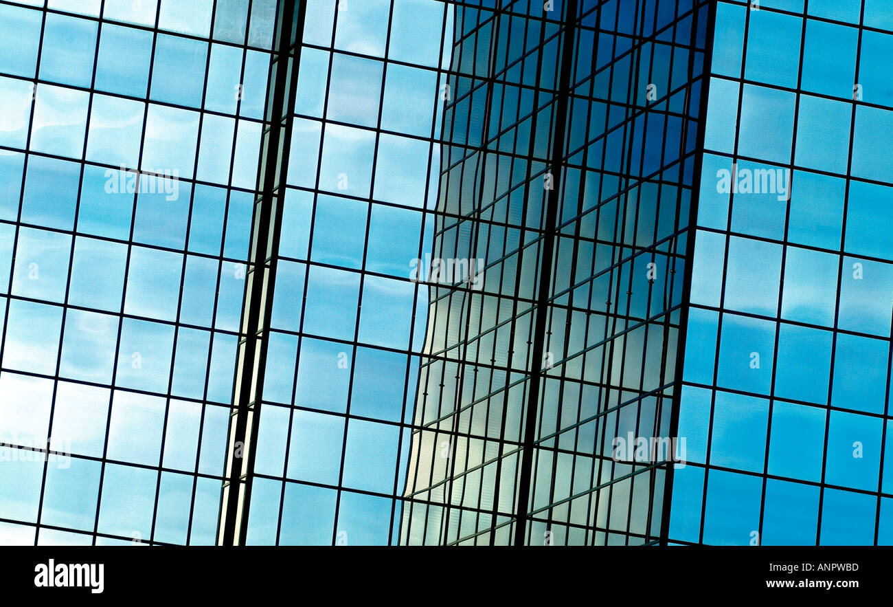 reflection of sky in building windows Stock Photo - Alamy