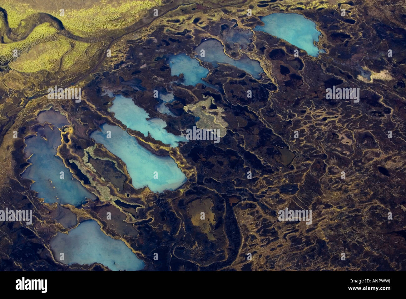 Aerial photo of rivers and lakes in the highlands of Iceland Stock ...
