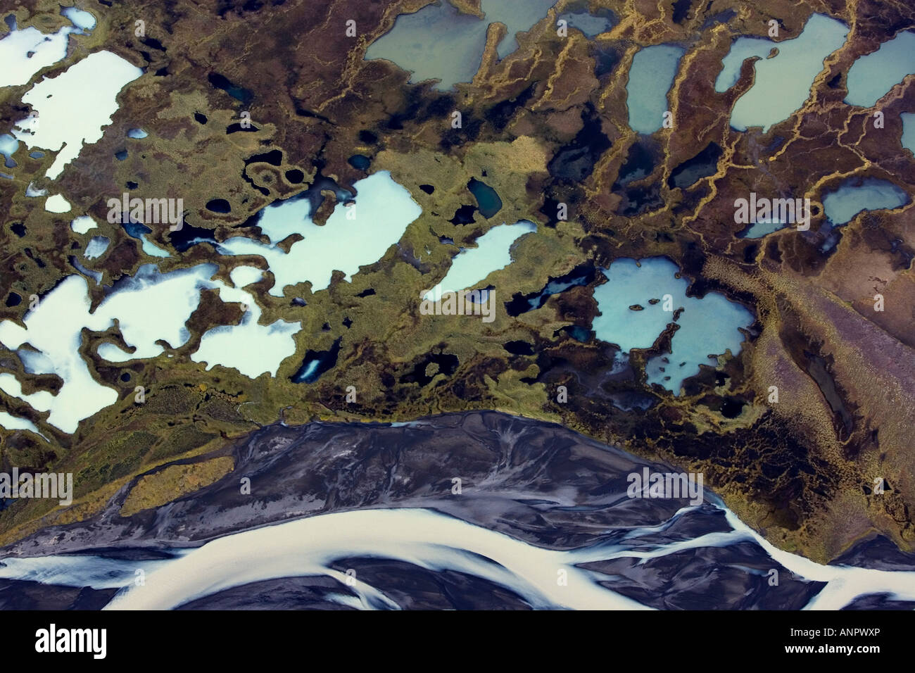 Aerial photo of rivers and lakes in the highlands of Iceland Loftmyndir ...