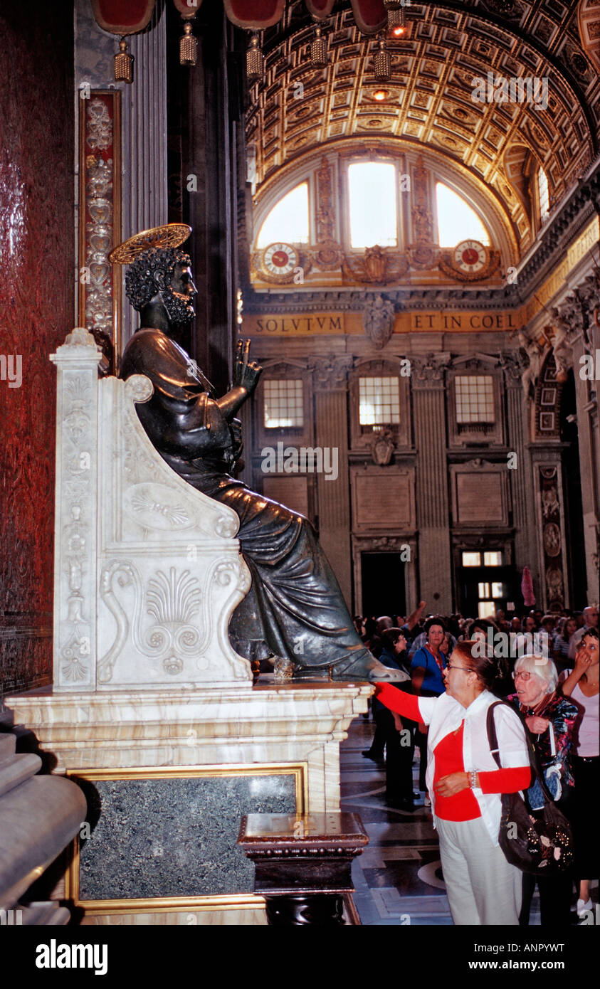 Bronze statue of St Peter St Peters Basilica Italy Rome Vatican City ...