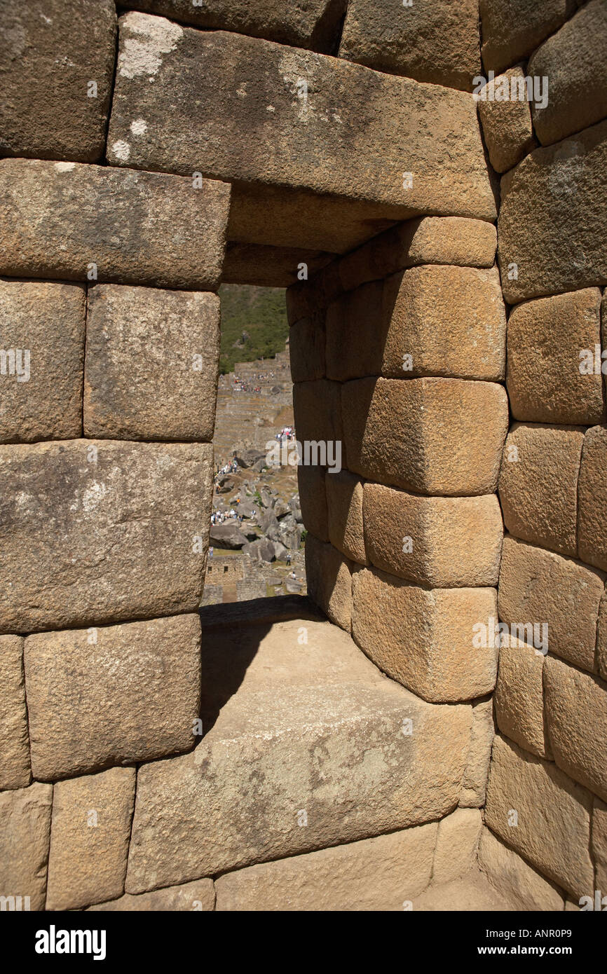 Window of old structure at Machu Picchu Peru South America Stock Photo ...