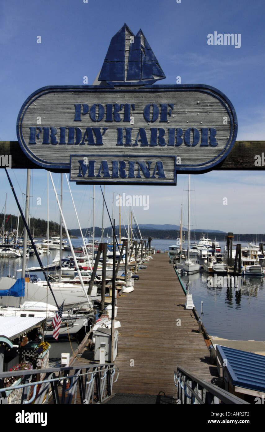 Port of Friday Harbor sign at the Marina Washington Pacific Ocean San ...