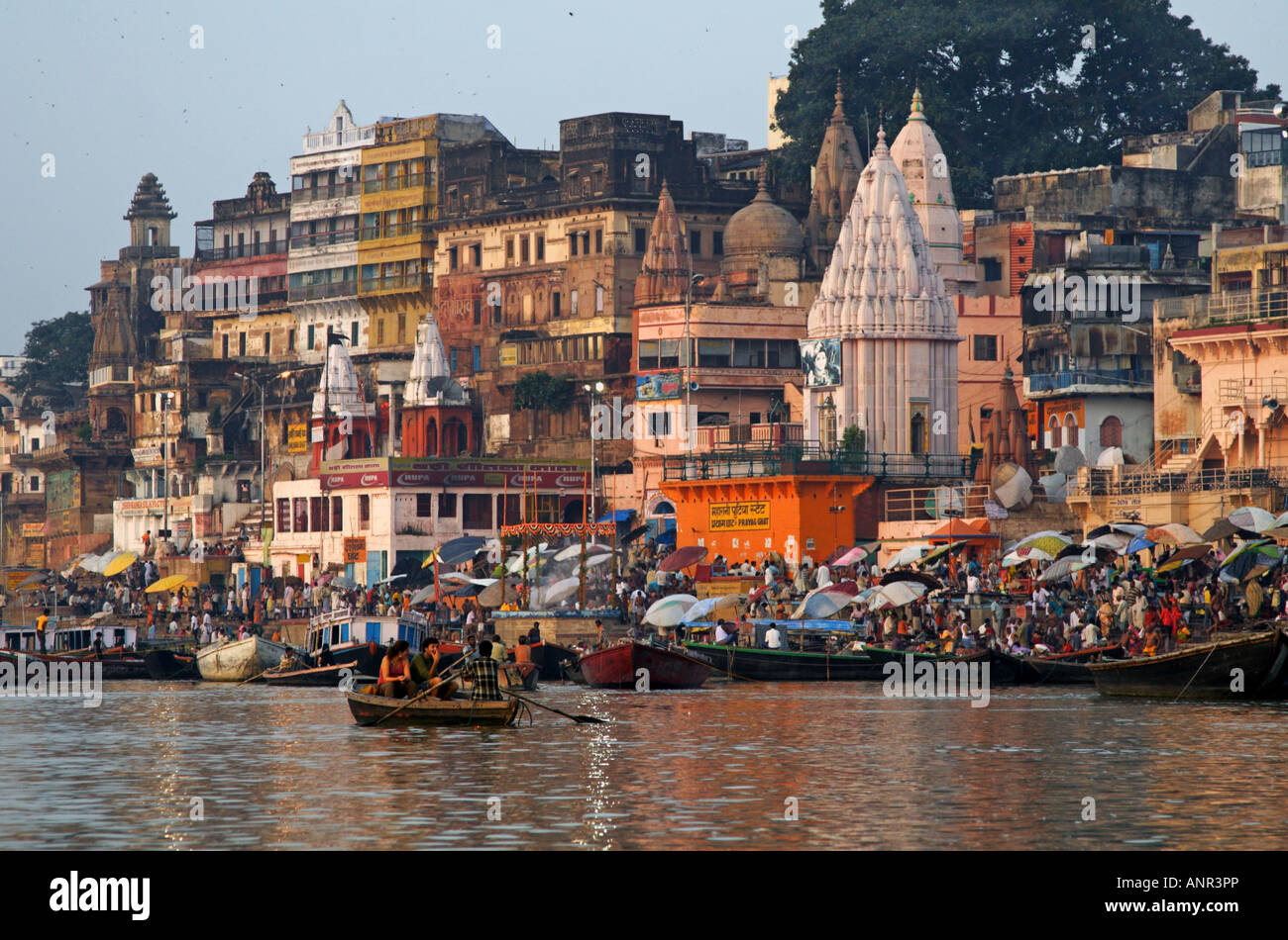 Riverside of Varanasi, India, at dawn Stock Photo - Alamy