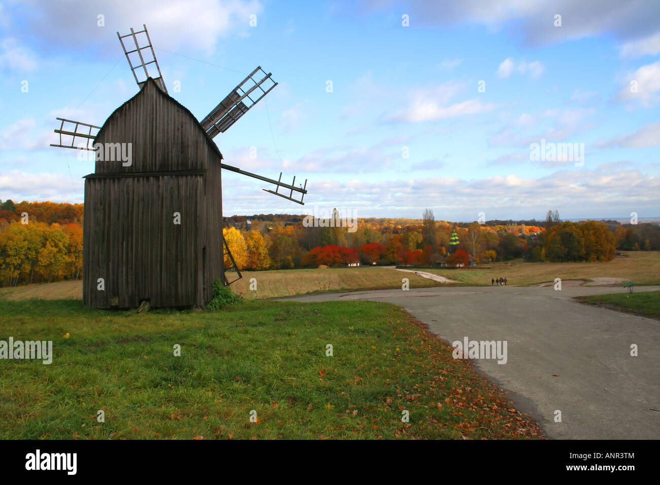 Windmills on the meadow Stock Photo - Alamy