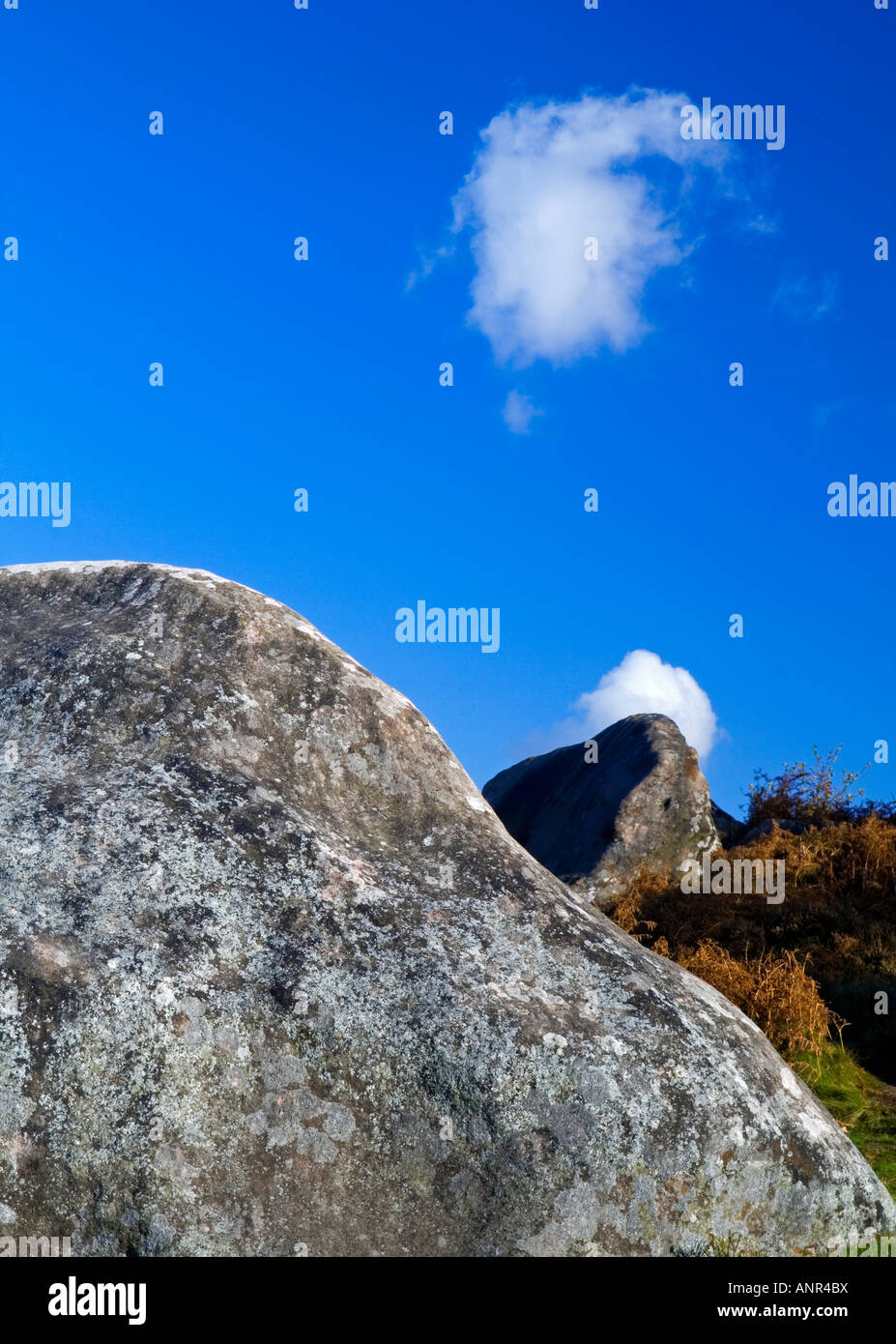 Rock formations at Cratcliffe Rocks near Birchover in the Peak District ...