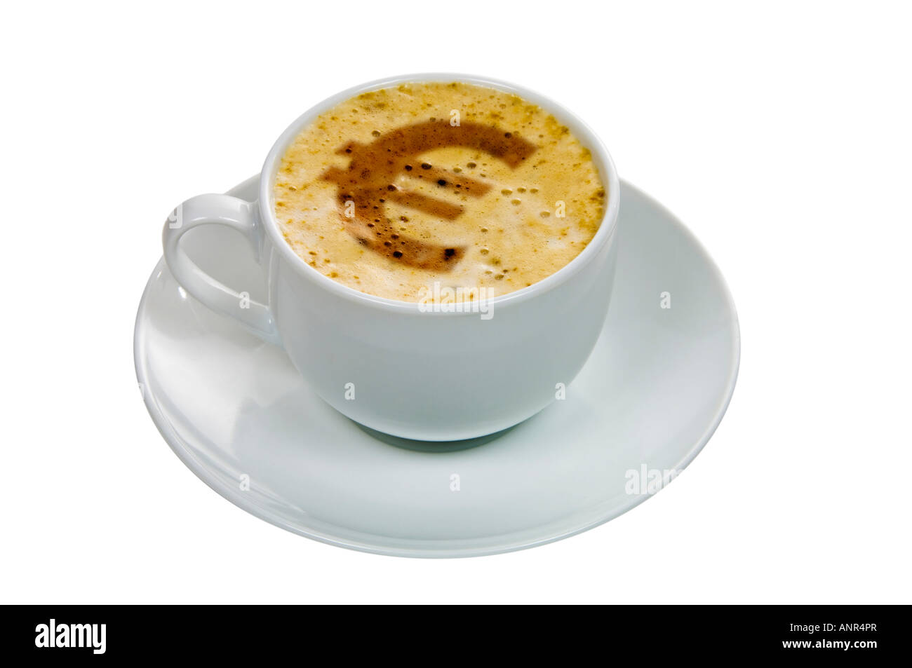 Coffee cappucino cup Euro currency symbol Stock Photo - Alamy