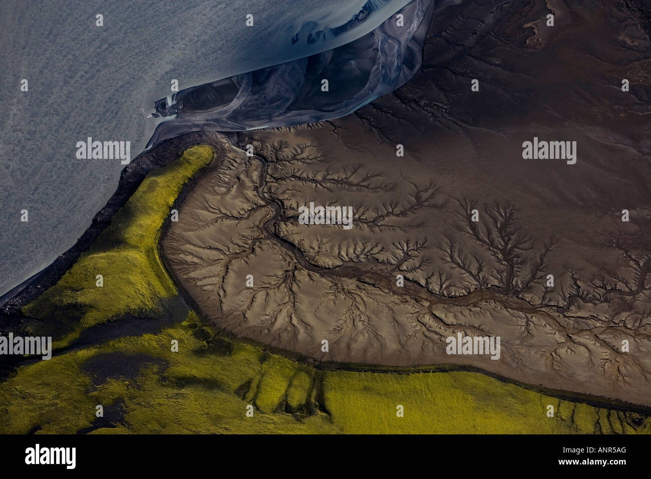 Aerial photo of rivers and lakes in the highlands of Iceland Stock ...