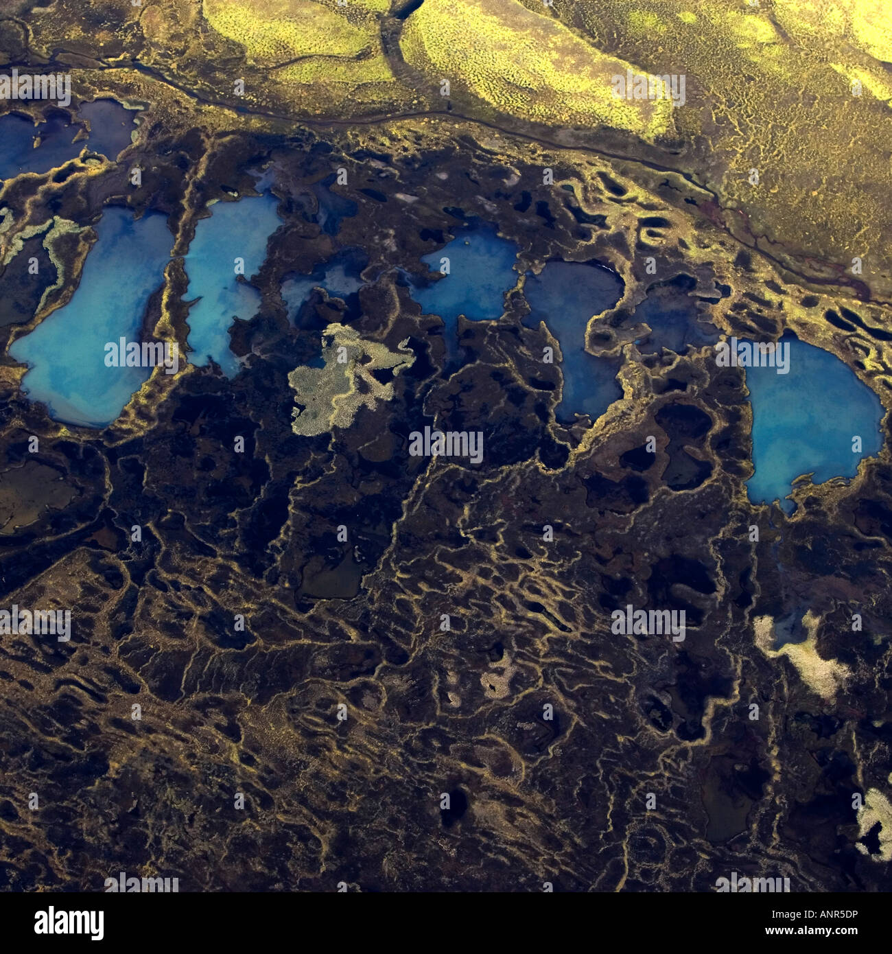 Aerial photo of rivers and lakes in the highlands of Iceland Stock ...