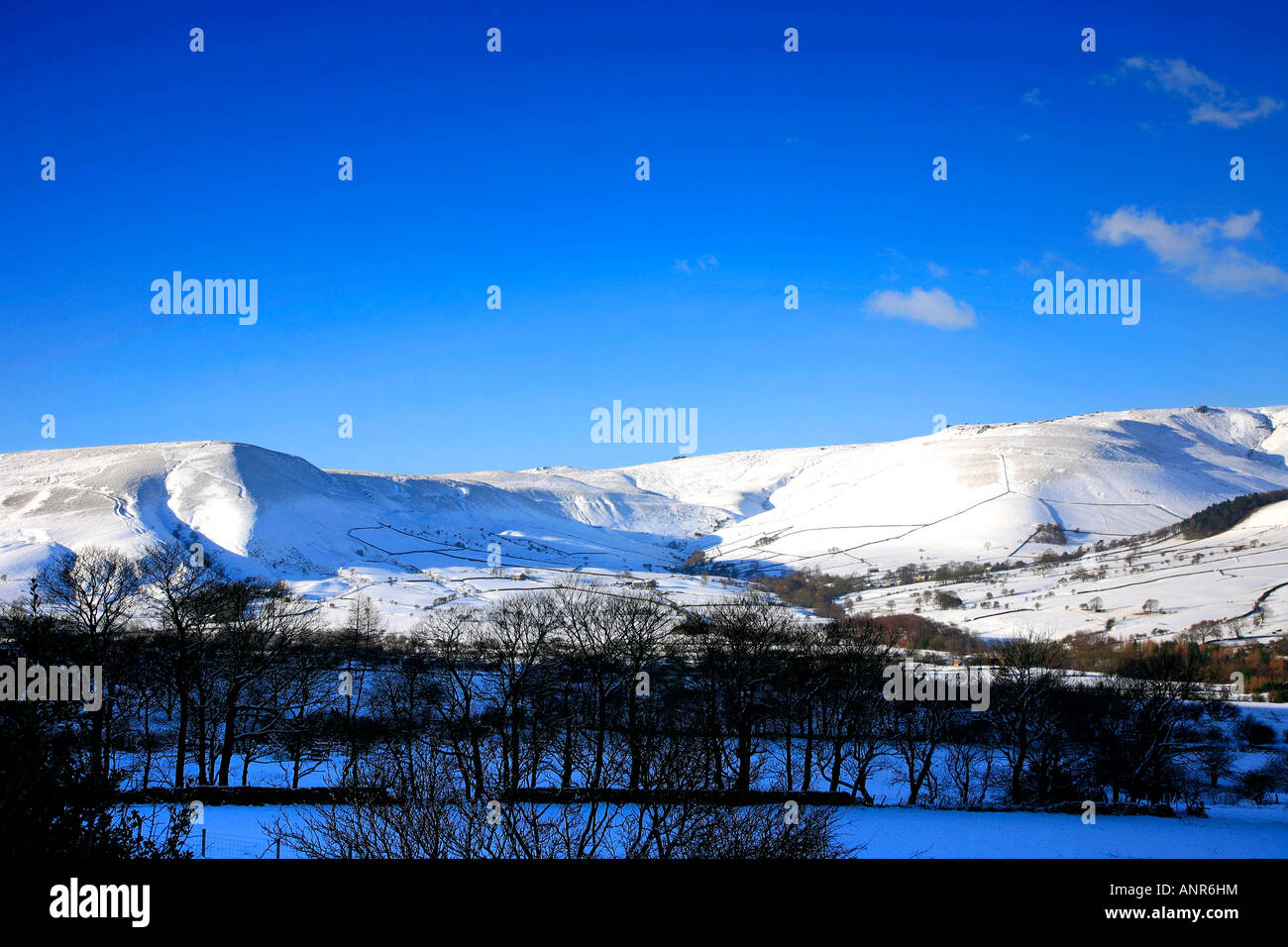 Winter snow Brown Knoll Edale valley Peak District National Park ...