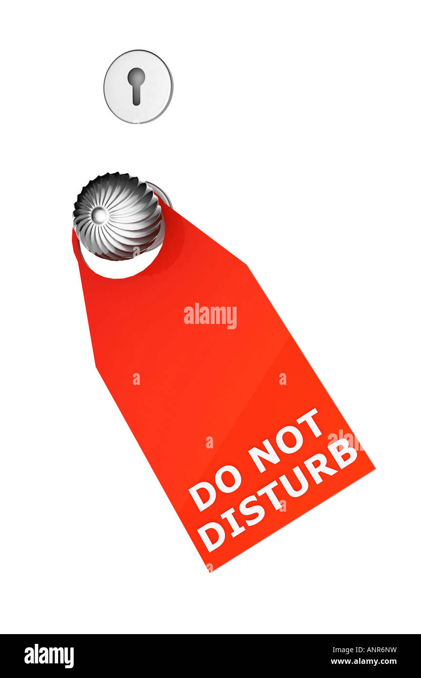 Do not disturb door handle sign red label tag Stock Photo - Alamy