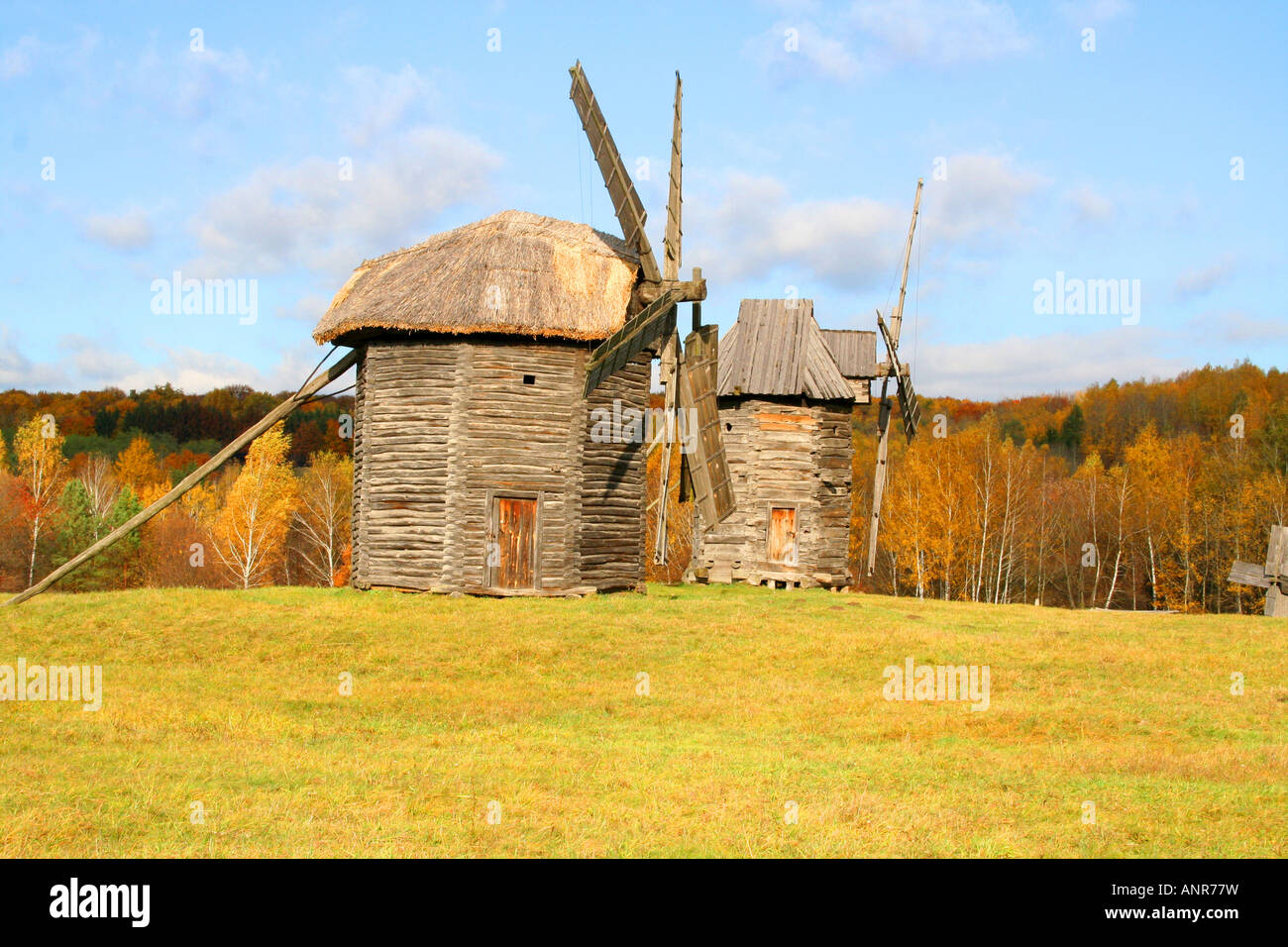 windmill Autumn Landscape beautiful vivid nature Stock Photo - Alamy
