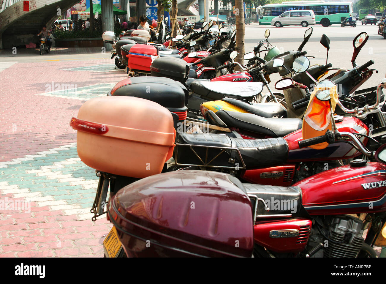 Parked motorcycles in Guangzhou China Stock Photo - Alamy