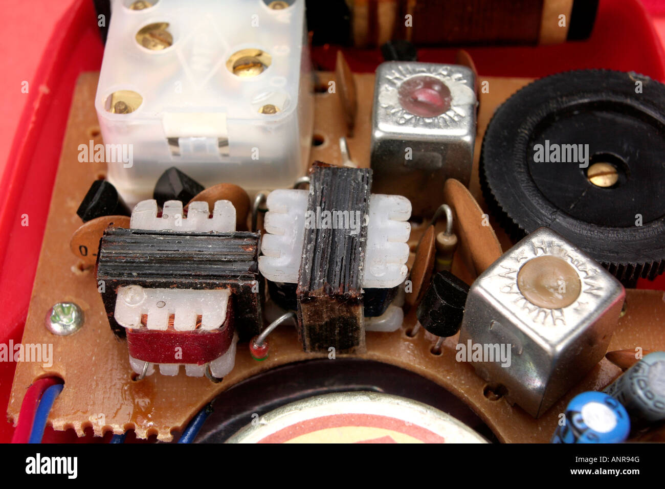 Electromagnetic components in transistor radio Stock Photo - Alamy