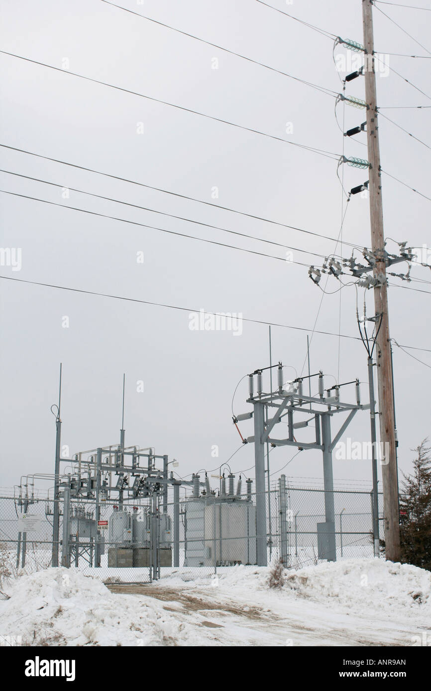 Electric substation in harsh winter conditions Stock Photo - Alamy