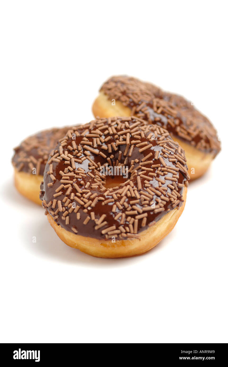 Iced ring doughnuts on white background Stock Photo - Alamy