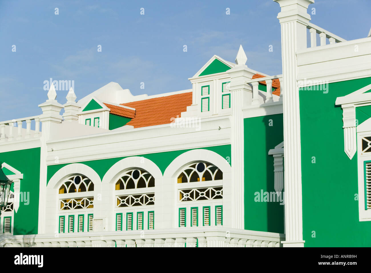 ABC Islands, ARUBA, Oranjestad: Colorful Aruban Government Building ...